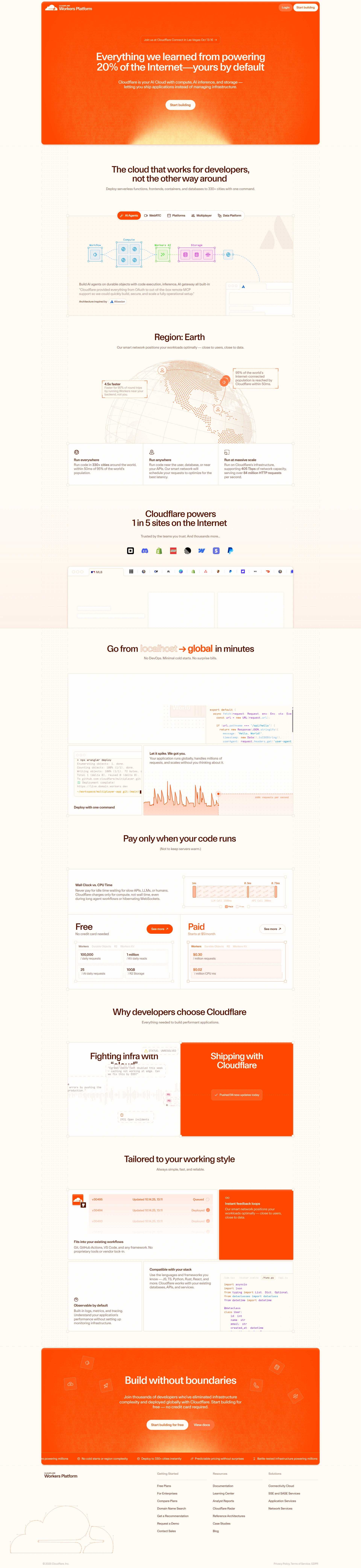 Landing Page Design Inspiration | Cloudflare Workers